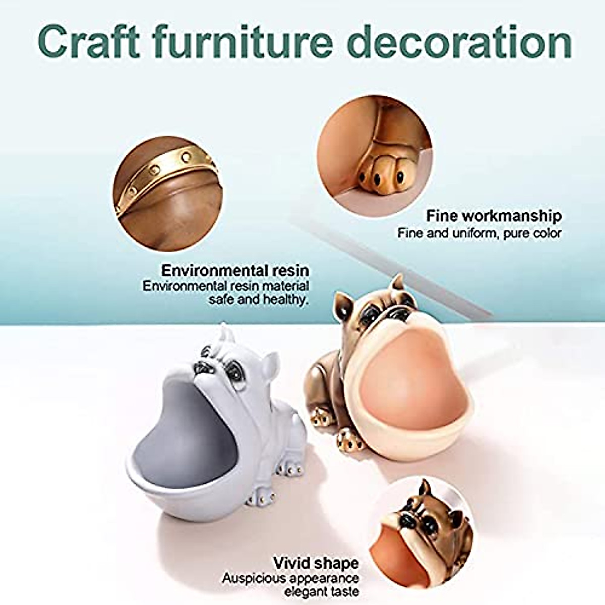 Lantsang Jewelry Organizer Tray, Dog Big Mouth Key Storage Bowl for Entryway Home Table Decoration Sundries Container Key Jewelry Watch Candy Cookies (Brown)