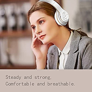 Luhuanx Bluetooth Earbuds, Wireless Industry Leading Noise Canceling Overhead Headphones with Mic for Phone-Call and Alexa Voice Control-White