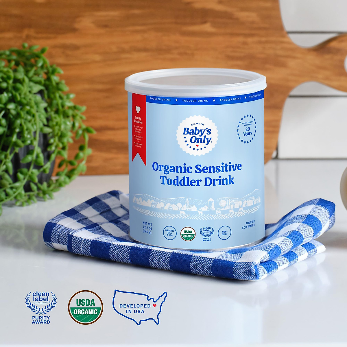 Baby's Only Organic Sensitive Toddler Drink for Lactose Sensitive Toddlers (LactoRelief), No Soy Dairy Milk Powder, 12 Months Old +, 12.7 oz, 6 Pack