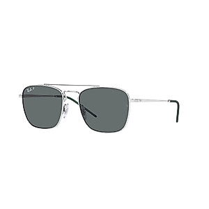 Ray-Ban RB3588 Square Sunglasses, Silver/Dark Grey Polarized, 55 mm