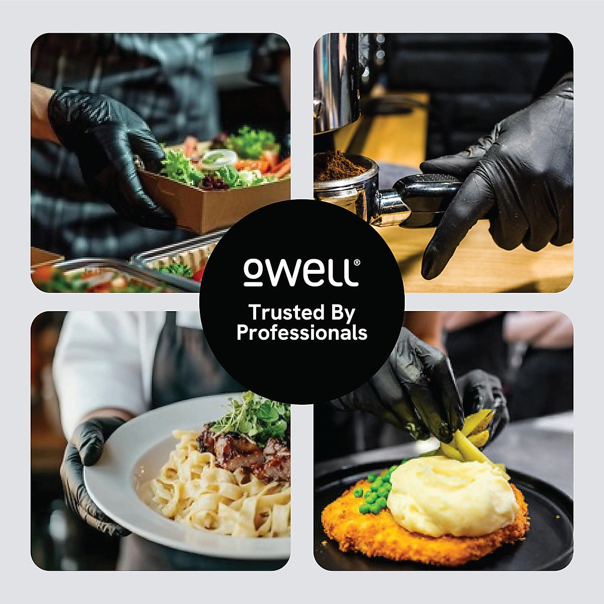 OWELL Black Nitrile Gloves Disposable Latex Free – 4 mil Nitrile Gloves MEDIUM Disposable Gloves Black Cooking Gloves Disposable Food Safe Powder Free Latex Free Gloves (MEDIUM - 100 Count)