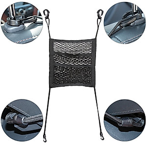 NEOUZA Car Mesh Organizer, Seat Back Net Bag, Barrier of Back seat Front Seat Pet Kids, Cargo Tissue Purse Holder, Driver Storage Netting Pouch SUV Minivan Pickup Truck Drive Safe (3-Layer)
