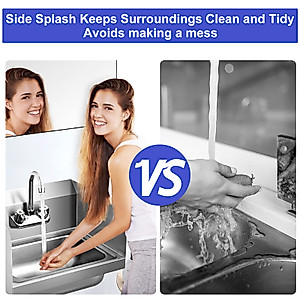 Giantex Stainless Steel Hand Washing Sink, Wall Mount Hand Sink with Faucet, Side Splash, Stainer, Two Temperature Water Inlet, 17" x 15" Commercial Hand Sink for Restaurant, Kitchen