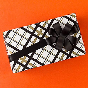 WRAPAHOLIC Wrapping Paper Roll - Black Gold Design for Birthday, Holiday, Baby Shower - 4 Rolls - 30 inch X 120 inch Per Roll