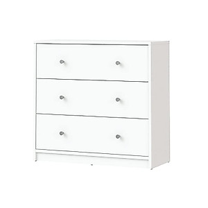 Pemberly Row Contemporary 3 Drawer Chest Dresser in White