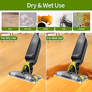 Gudotra 6 Pack Mop Pad Refills Compatible with Shark Vacmop Hardwood Floor Vacuum Mops VM252 VM251 VM200 VM200C VM190 VM252C QM250 VM250 VC205 Reusable Wet and Dry Vacmop Pads Green