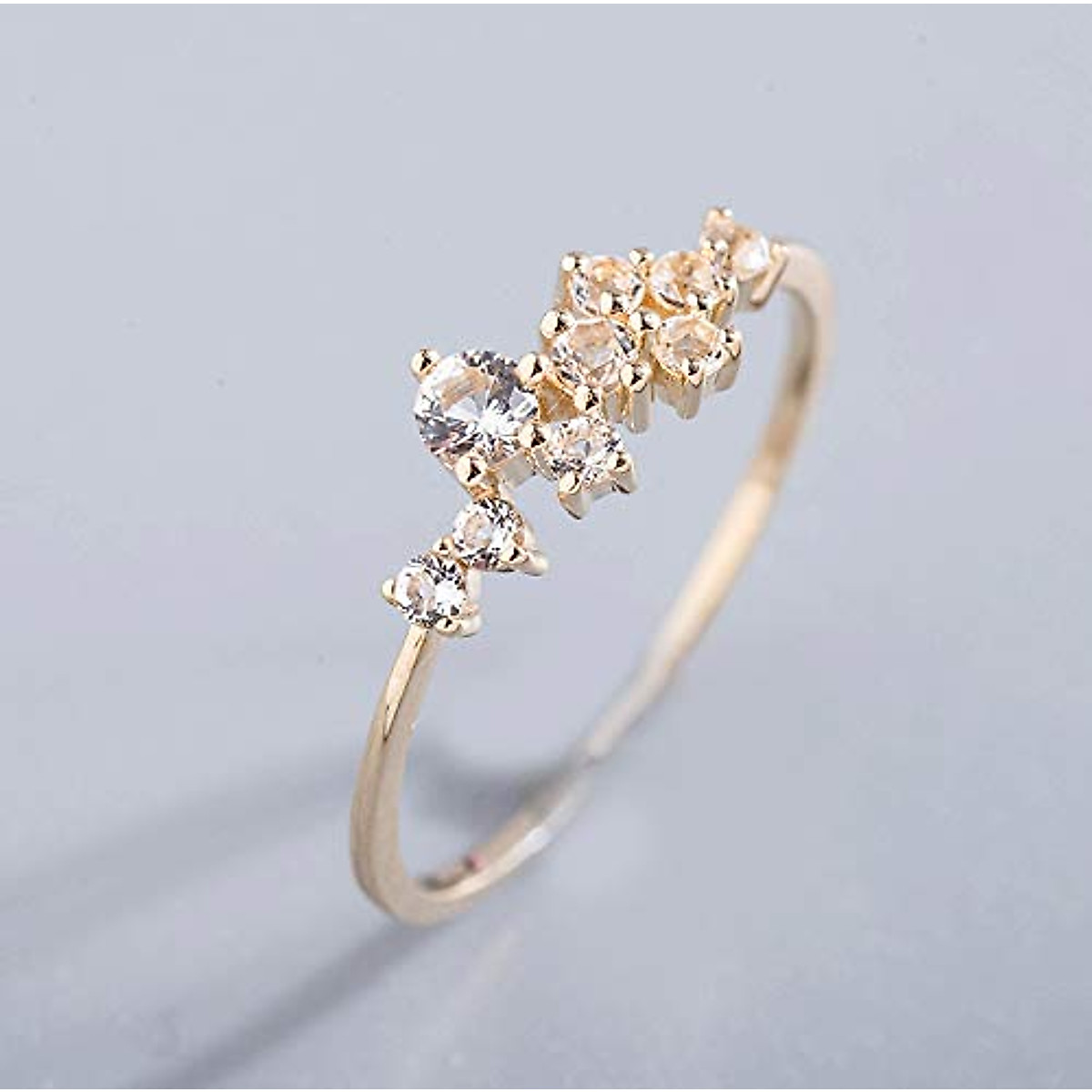Simple 18k Gold plated Rings for Teen Girls White Studded Eternity Wedding Ring 925 Sterling Silver Plated Engagement Stackable Rings Women Fashion Jewelry Gift for her