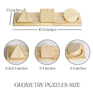Handreamy Organic Geometric Wooden Puzzles Toys with Pattern Blocks & Boards | Educational Shape Recognition for Toddlers | Preschool Learning Activities for Kids Ages 3+