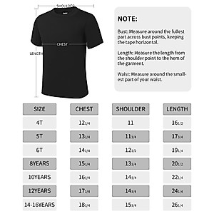 QBK 2T to Youth Neon Shirt Kids UPF 50+ Dry Fit Athletic Short Sleeve T Shirts for Boys and Girls (Black M)