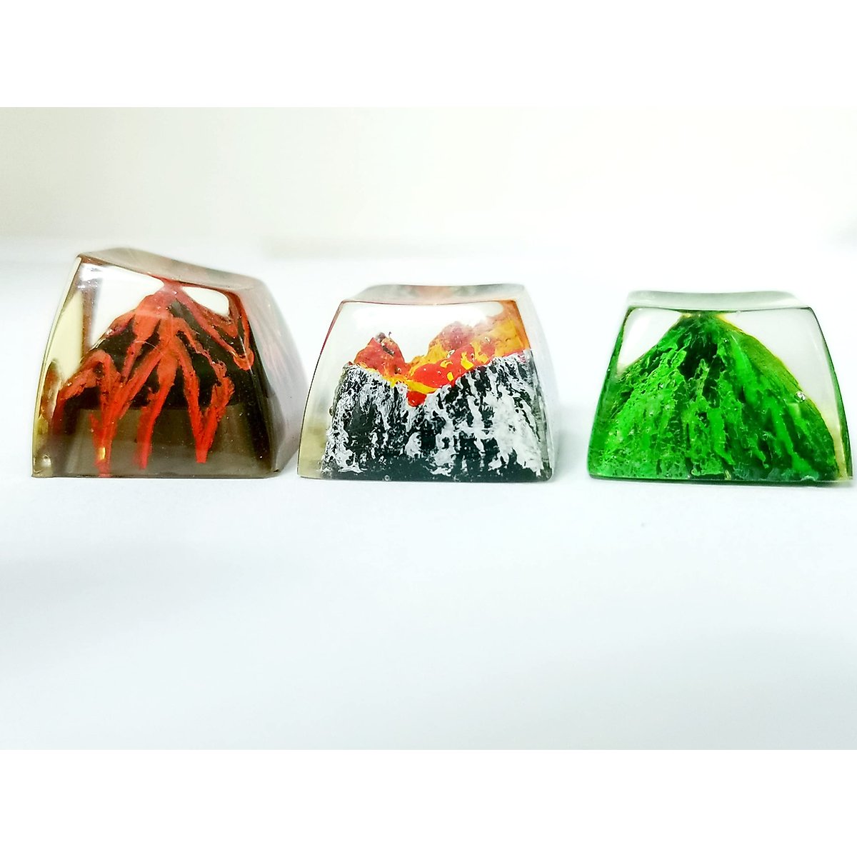 MECHKYP Handmade Mt .Fuji Backlit Resin Artisan Keycap R4/Esc Key Cap Shine Through Translucent SA Profile for Cherry MX Switch Gaming Mechanical Keyboard,Volcano Magma (Magma)