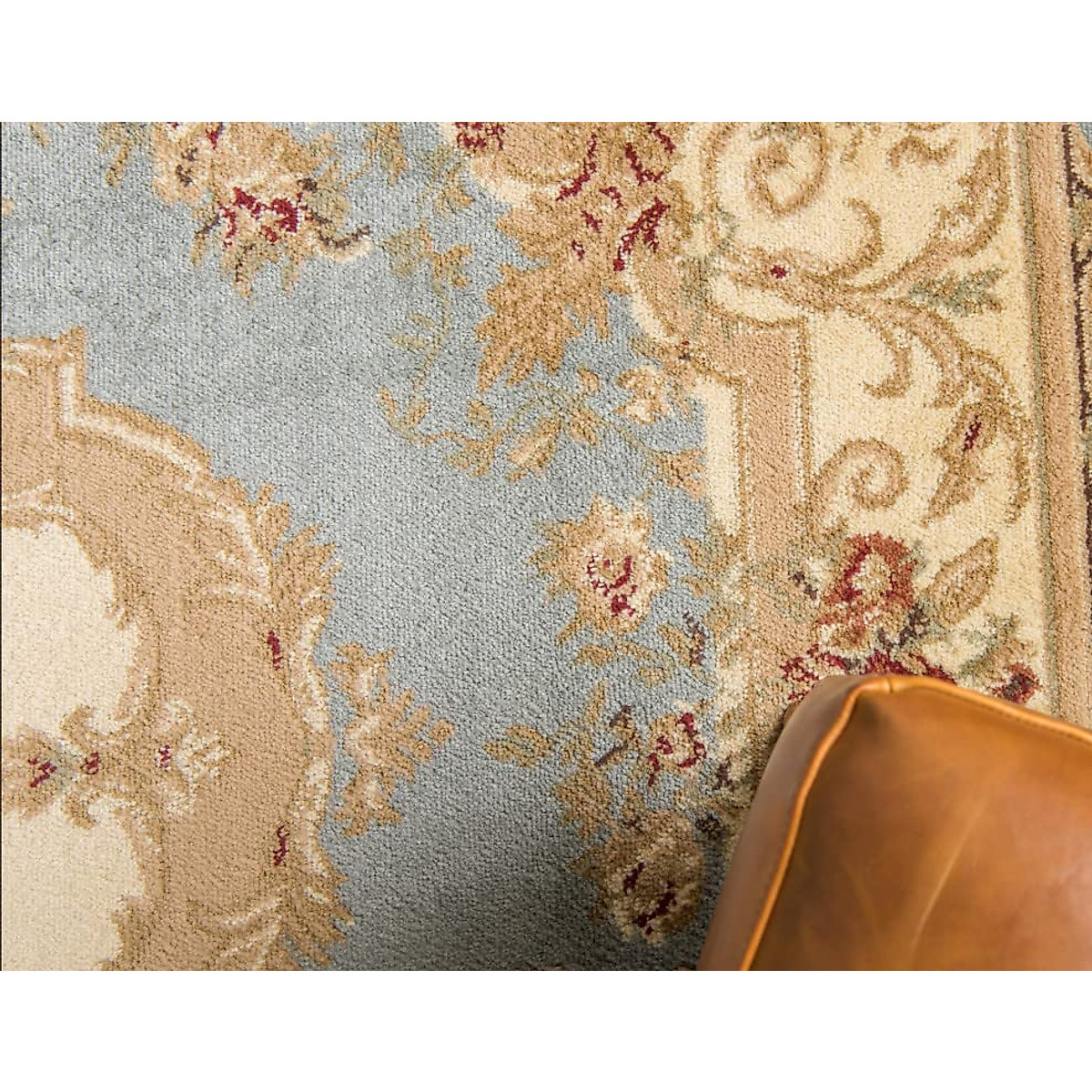 Unique Loom Versailles Collection Traditional Classic Floral Motif Area Rug (8' 0 x 10' 0 Rectangular, Slate Blue/ Ivory)