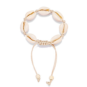 Starain 2Pcs Shell Necklace Anklet for Women Handmade Adjustable Puka Beach Shell Necklace Set