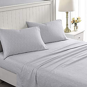 Laura Ashley Home - Queen Sheets, Soft Sateen Cotton Bedding Set - Sleek, Smooth, & Breathable Home Decor, Winnie Grey