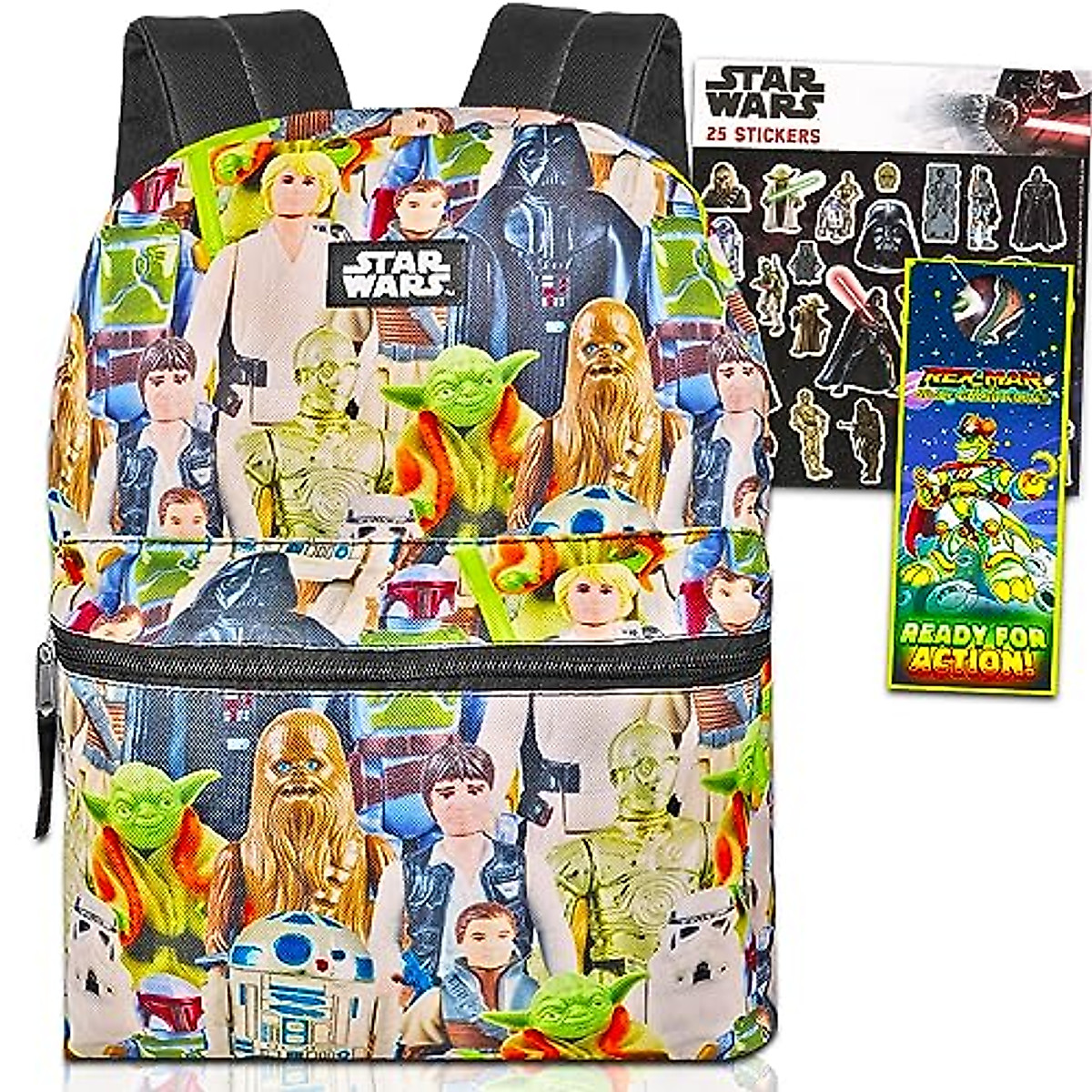 Star Wars Backpack for Boys, Kids - Bundle with 16" Star Wars School Backpack, Star Wars Stickers, and More | Star Wars School Supplies