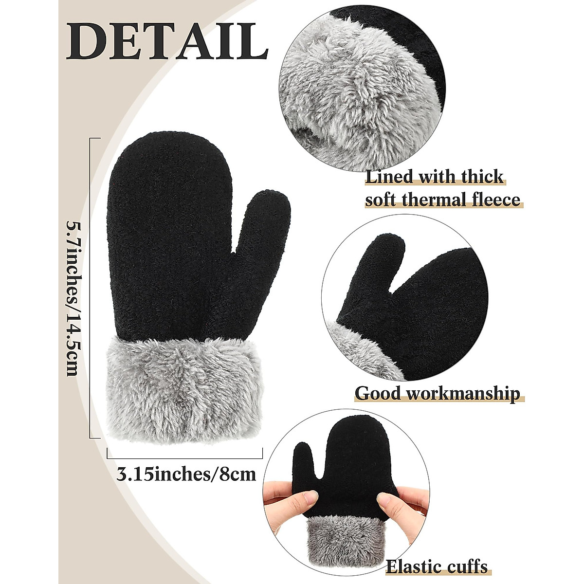 Liitrsh 6 Sets Toddler Winter Hat with Mittens Set Fleece Winter Baby Hat and Mitten Set Knitted Thick Warm Beanie Cap Gloves for Boys Unisex Newborn Infant Girls