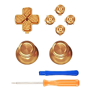 eXtremeRate Gold Metal Thumbsticks Dpad ABXY Buttons for PS5 Controller, Custom Replacement Aluminum Analog Thumbsticks & Action Buttons & Direction Keys for PS5 Controller - Controller NOT Included