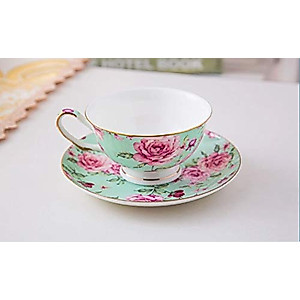 BTäT- Floral Tea Cups and Saucers, Set of 4 (7oz) with Gold Trim and Gift Box, Cappuccino Cups, Latte Cups, Tea Set for Adults, Porcelain Tea Cups, Tea Cups for Tea Party, Rose Teacups, China Tea Cups