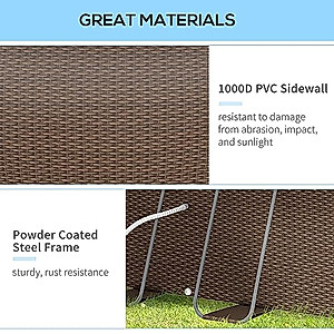 Outsunny 14' x 10' x 3' Above Ground Swimming Pool, Non-Inflatable Rectangular Steel Frame Pool with Filter Pump, Safety Ladder for 1-6 People, Brown