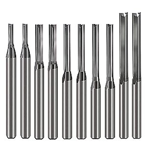 HOZLY 1/8 Inch Straight Router Bits Set (CED 1.0mm 1.5mm 2.0mm 2.5mm 3.175mm )Milling Cutter 2 Flutes Double Edged CNC Cutting Tungsten Steel for Wood MDF Acrylic Milling