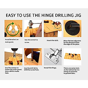 SPARIK ENJOY 35MM Concealed Hinge Jig, Hinge Drilling Tool Set，Suitable for Face Frame Cabinet Cupboard Door Hinges, DIY Tools for Cabinet Door Installation (Yellow)