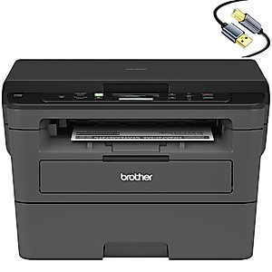 Brother HL-L2390DB Compact Monochrome Laser Wireless All-in-One Printer for Business Office - Flatbed Print Copy Scan - 32 ppm, Duplex Two-Sided Print, 250-Sheet, CBMOUN USB Printer Cable