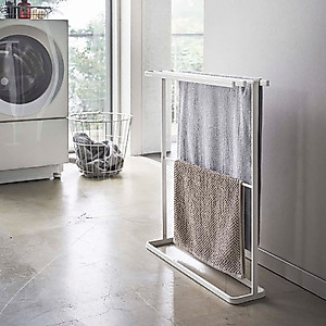 Yamazaki 5576 Bath Towel Hanger, Can be hung from the Side, Slim, White, Approx. W 25.6 x D 5.9 x H 29.5 inches (65 x 15 x 75 cm), Tower Tower, Towel Hanger, Clothes Drying