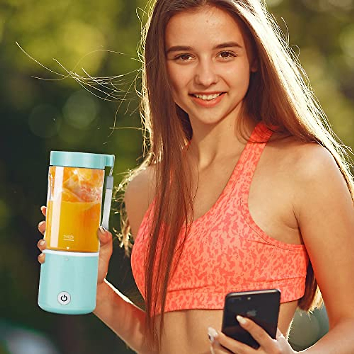 Portable Blender USB Rechargeable,Small Juicer Machines Cup For smoothies and shakes, Mini Fruit Mixer Cup with Six Blades (Blue)