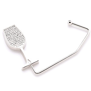 Wine Lover's Purse Hook - Portable Handbag Holder - Table/Desk Hanger with Wine Glass Rhinestone Design - Crystal