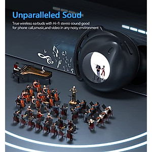 Wireless Earbuds Bluetooth Headphones, 180H Playtime Ear Buds IPX8 Waterproof Bluetooth Earphones, in-Ear Headphones with LED Display Touch Control for Sport/Work (Black)