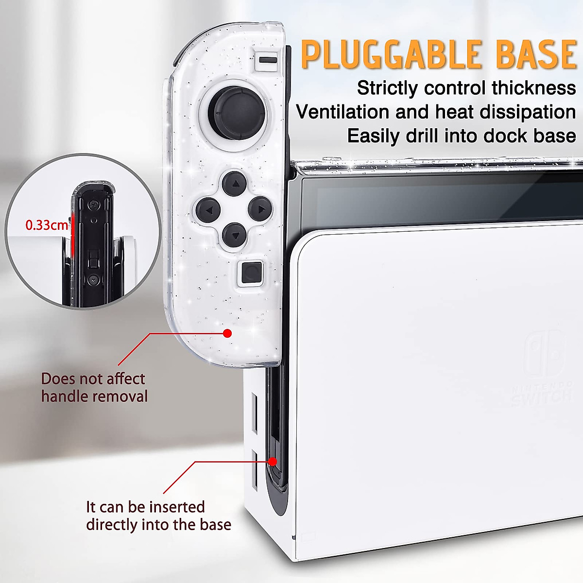 DLseego Protective Glitter Case Compatible with Switch OLED Console Updated Version, Glitter Bling Soft TPU Cover with Shock-Absorption and Anti-Scratch Design-Crystal Glitter