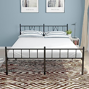 Emiosmt 14 Inch Bed Frame Full Size with Headboard and Footboard, Heavy Duty Metal Platform Full Bed Frame, Under Bed Storage Space, Steel Slat Support, No Box Spring Needed, Easy Assembly, Black