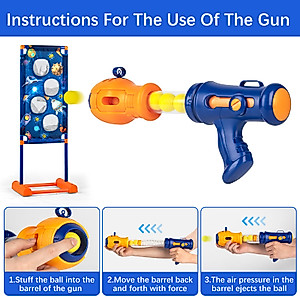 SUYE Shooting Game Toy for Age 6, 7, 8, 9, 10+ Years Old Kids, Boys - 2pk Foam Ball Popper Air Guns & Shooting Target & 48 Foam Balls - Ideal Gift - Indoor and Outdoor Toy Guns for Kids Girls