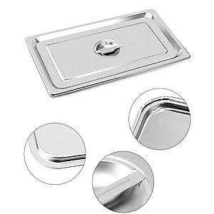 QWORK Full Size Stainless Steel Steam Table Pan Cover with Handle - Set of 2, Durable Lid for Steam Pans