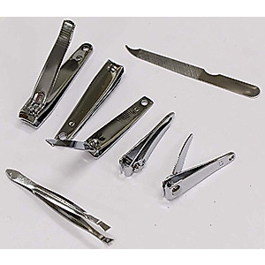 Hawk 7 Piece Cosmetology Set with Nail Clippers, Cleaner, File and Tweezers - B8506-YW