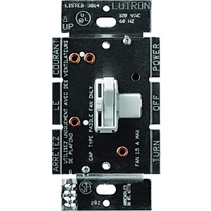 Lutron Toggler 3 Speed Fan Control, 1.5-A Single Pole/3-Way TGFSQ-FH-WH, White