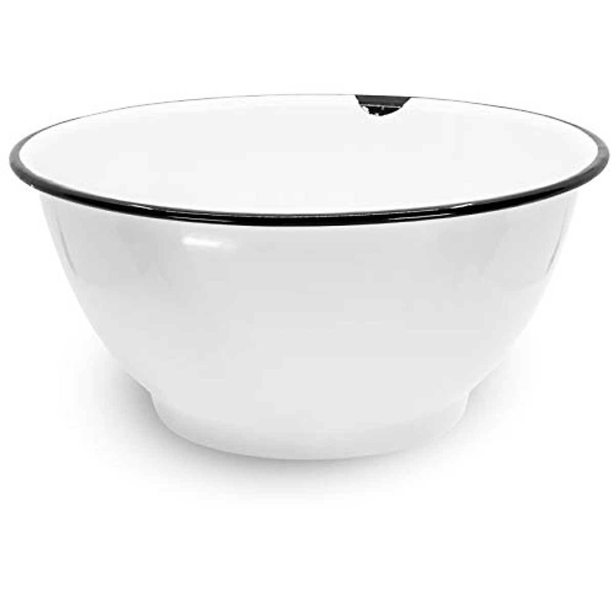 Red Co. Set of 2 Enamelware Metal Large Classic 4 quart Round Salad Serving Bowl, Distressed White/Black Rim