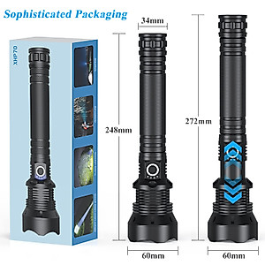 Alifa Rechargeable High Lumens Flashlight,990000 Lumens Led Flashlights,Super Bright XHP70.9 Waterproof Flashlight,3 Modes Lighting, Zoomable Flashlight for Outdoor Emergency