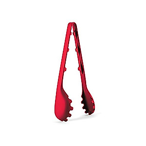 Fox Run 2 in 1 Pasta Measuring Tongs, 12.5", Red
