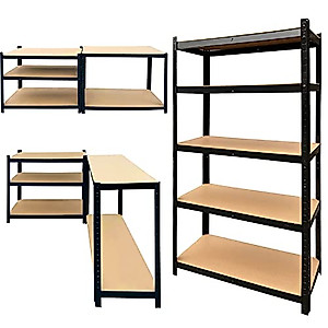 Autofather Metal Storage Shelves, Heavy Duty Steel 5 Tier Utility Shelves with Adjustable Shelves, Bolt-Free Assembly, High Weight Capacity, Garage Organization Storage Rack, 39" L x 20''W x 77" H