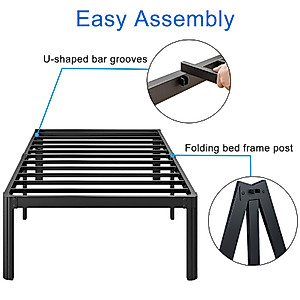 Nordicbed 16 Inch High Metal King Bed Frame No Box Spring Needed, Heavy Duty King Size Bed Frame Platform, Noise Free, Easy Assembly, Black