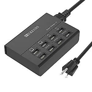 USB Charger, HITRENDS 8 Ports Charging Station 60W/12A Multi Port USB Charger Hub for Multiple Devices (5ft Cord, Black)