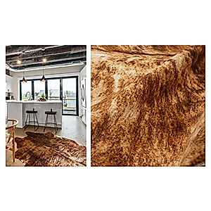 NativeSkins Large Faux Cowhide Rug - Sahara Sands (4.6ft x 6.6ft) - Cow Print Area Rug for a Western Boho Decor - Synthetic, Cruelty-Free Animal Hide Carpet with No-Slip Backing