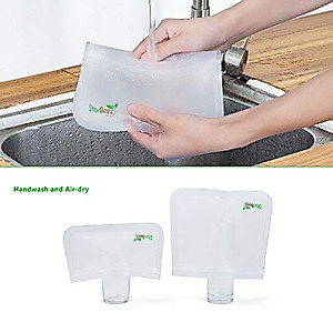 8 PCS Reusable Food Storage Bags | 4 Silicone Storage Bags, Dishwasher Safe | 4 Reusable Sandwich Bags and Snack Bags Washable| Great for Freezer, Travel Resealable Bags