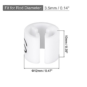 MECCANIXITY Clothes Hanger Marker S Size Tag Fit 3.5mm Rod White for Garment Clothing Color Coding, Pack of 100