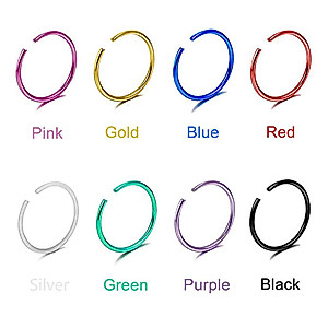 Greendou Fashion Jewelry Nose Hoop Ring,40pcs 22G Multicolor Nose Studs Rings,Stainless Steel Body Jewelry Piercing Nose Rings