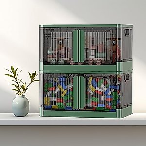 Sineda 2 Pack Storage Bins with Lids - 19 Gallon Collapsible Storage Bins with Wheels and Door, Stackable Storage Bins for Clothing, Blankets, Books, Bedding and Toys.(19 Gal-2Pack, Green)