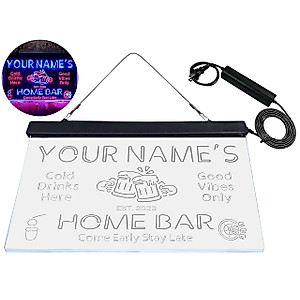 ADVPRO Personalized Your Name Custom Home Bar Beer Established Year Dual Color LED Neon Sign Red & Blue 24 x 16 Inches st6s64-p1-tm-rb