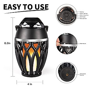 Vanten Outdoor Bluetooth Speakers, Bluetooth 5.0 Led Flame Speaker, IPX5 Waterproof Flame Torch Atmosphere Speaker, Patio Speakers Gifts for Men Women, Decorations for Party Garden Home