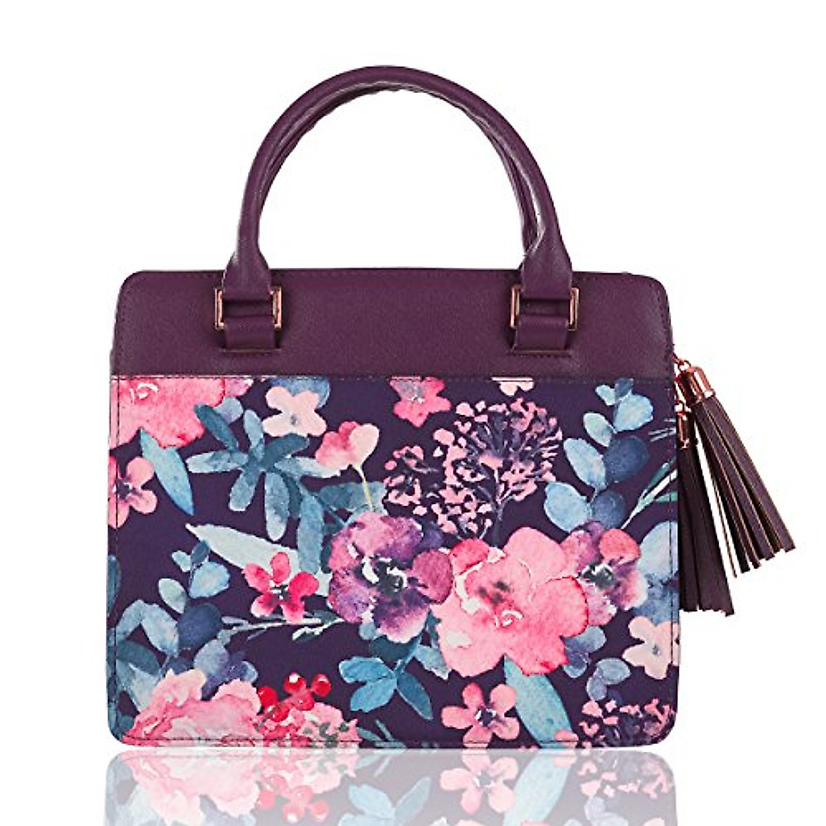 Christian Art Gifts Women's Fashion Bible Cover Purse Style Blessed, Purple Floral Faux Leather, Large