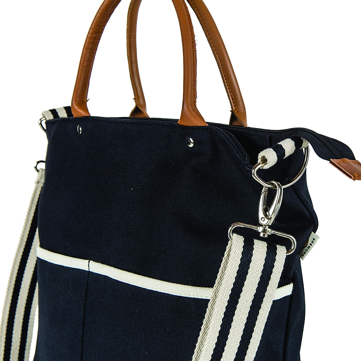 Tag&Crew Multi Pocket Canvas Diaper Tote with Changing Pad, Sturdy Web Handles & Adjustable Shoulder Strap | Large, Black
